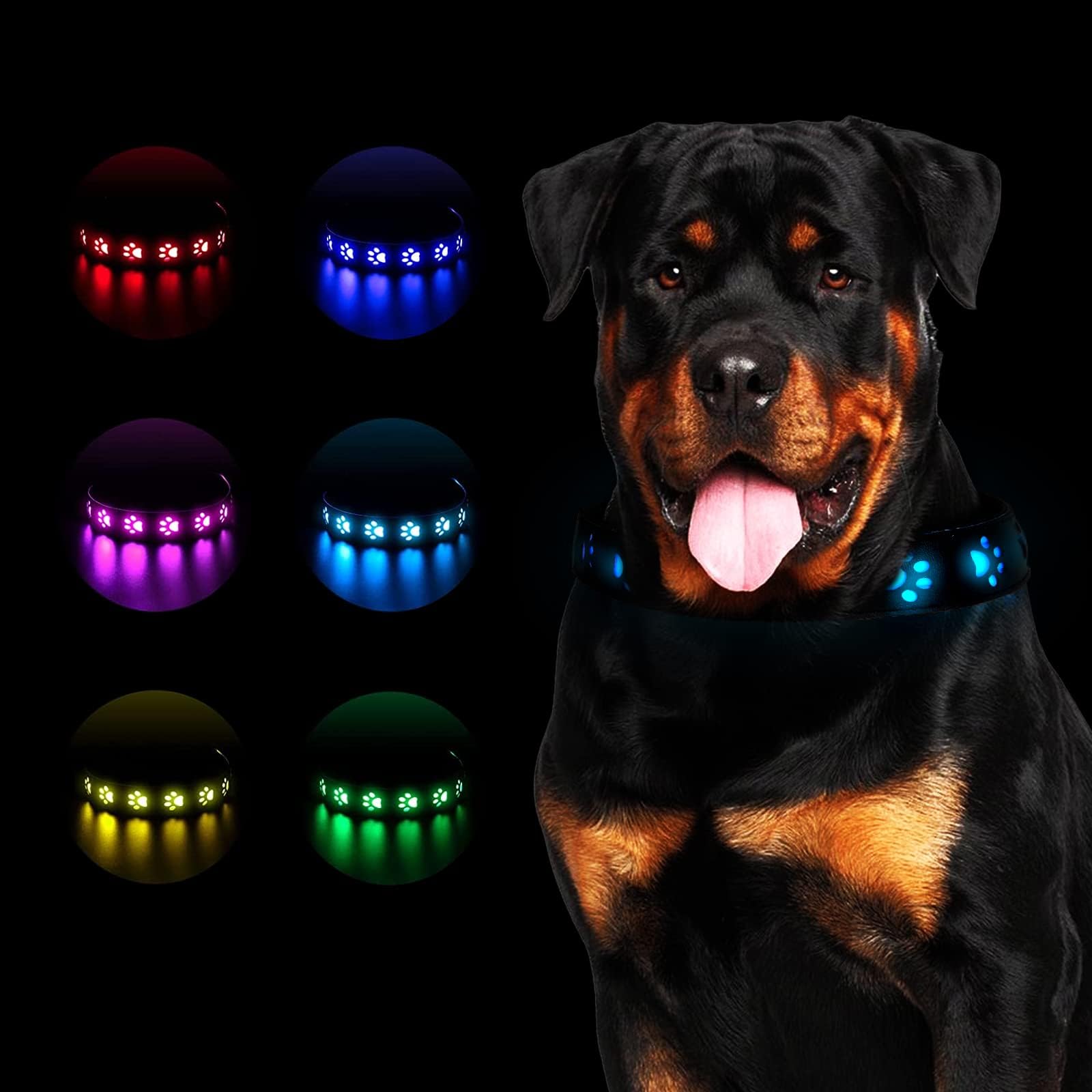 Light Up Dog Collar, Rechargeable & Waterproof Led Dog Collar Light For ...