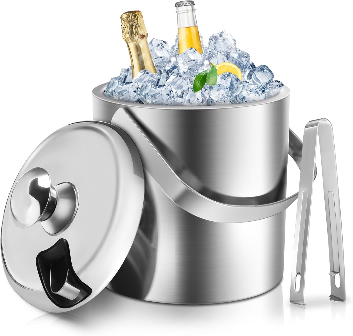 Amazon.com: Sailnovo Ice Bucket, Double-Wall Stainless Steel Insulated ...