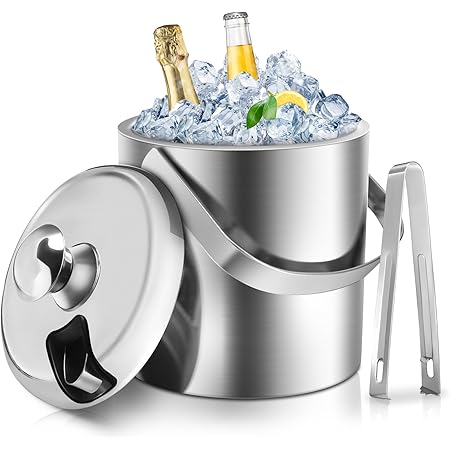 Amazon.com: Sailnovo Ice Bucket, Double-Wall Stainless Steel Insulated ...