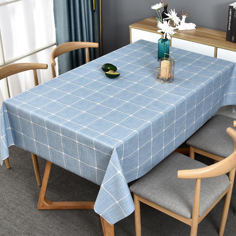 Amazon.com: TruDelve Plastic Table Cloth Rectangle Tables Gray Vinyl ...