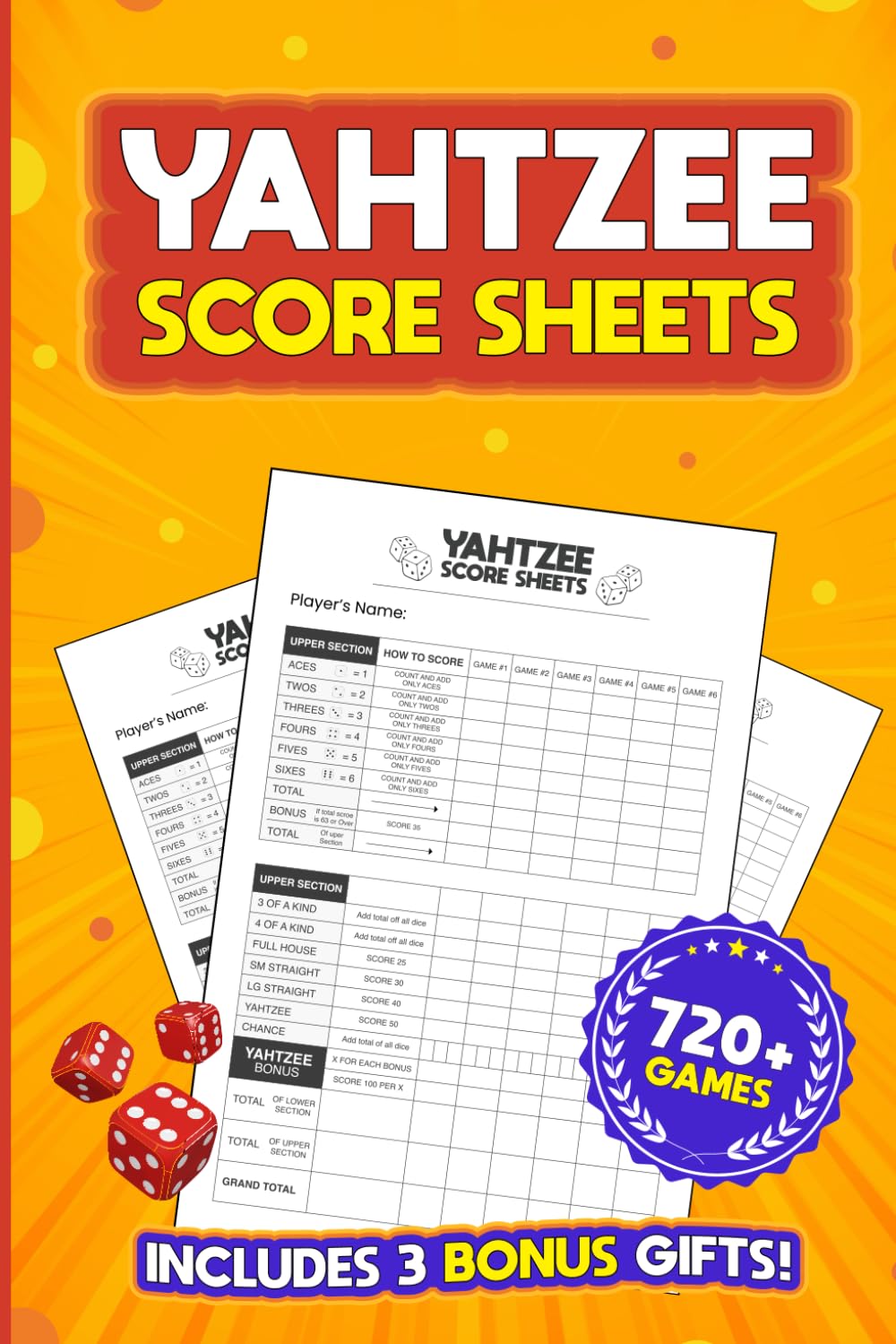 Amazon.com: Yahtzee Scorekeeping: Double-Sided 6x9 Score Cards | Large ...