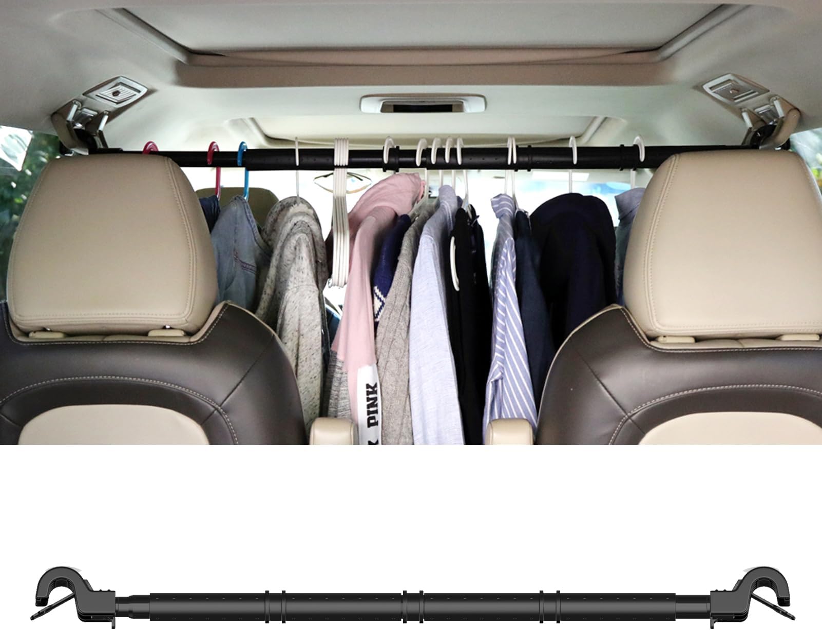 Amazon.com: Beinhome Rubber Car Clothes Hanger Bar, Expandable Heavy ...