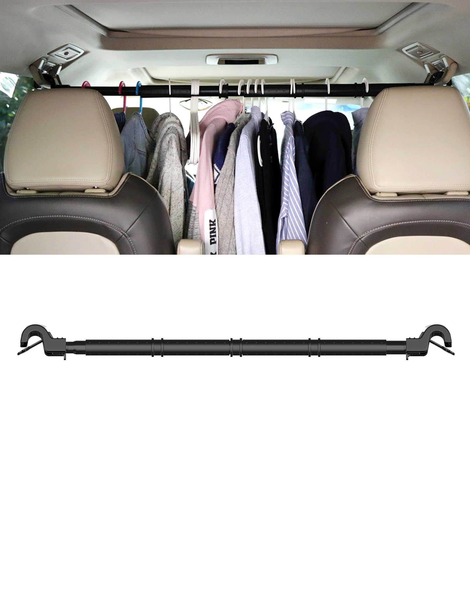 Amazon.com: TRANSWARPS Car Clothes Hanger Bar Expandable 34" to 57 ...