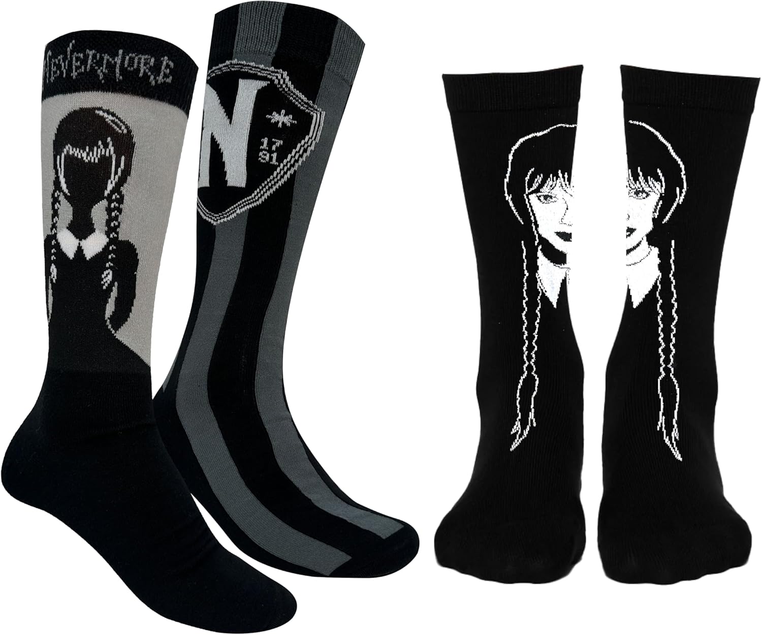Amazon.com: Mad Engine Wednesday Addams Crew Socks Kawaii Gift Set with ...
