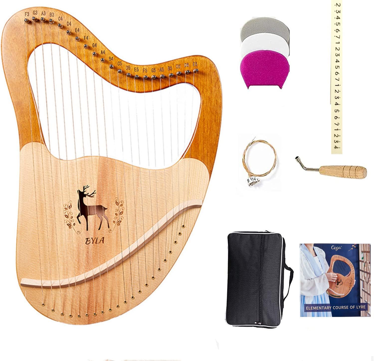 Buy Lyre Harp, Love type lyre, 21 Metal Strings Mahogany Body Lyre Harp ...