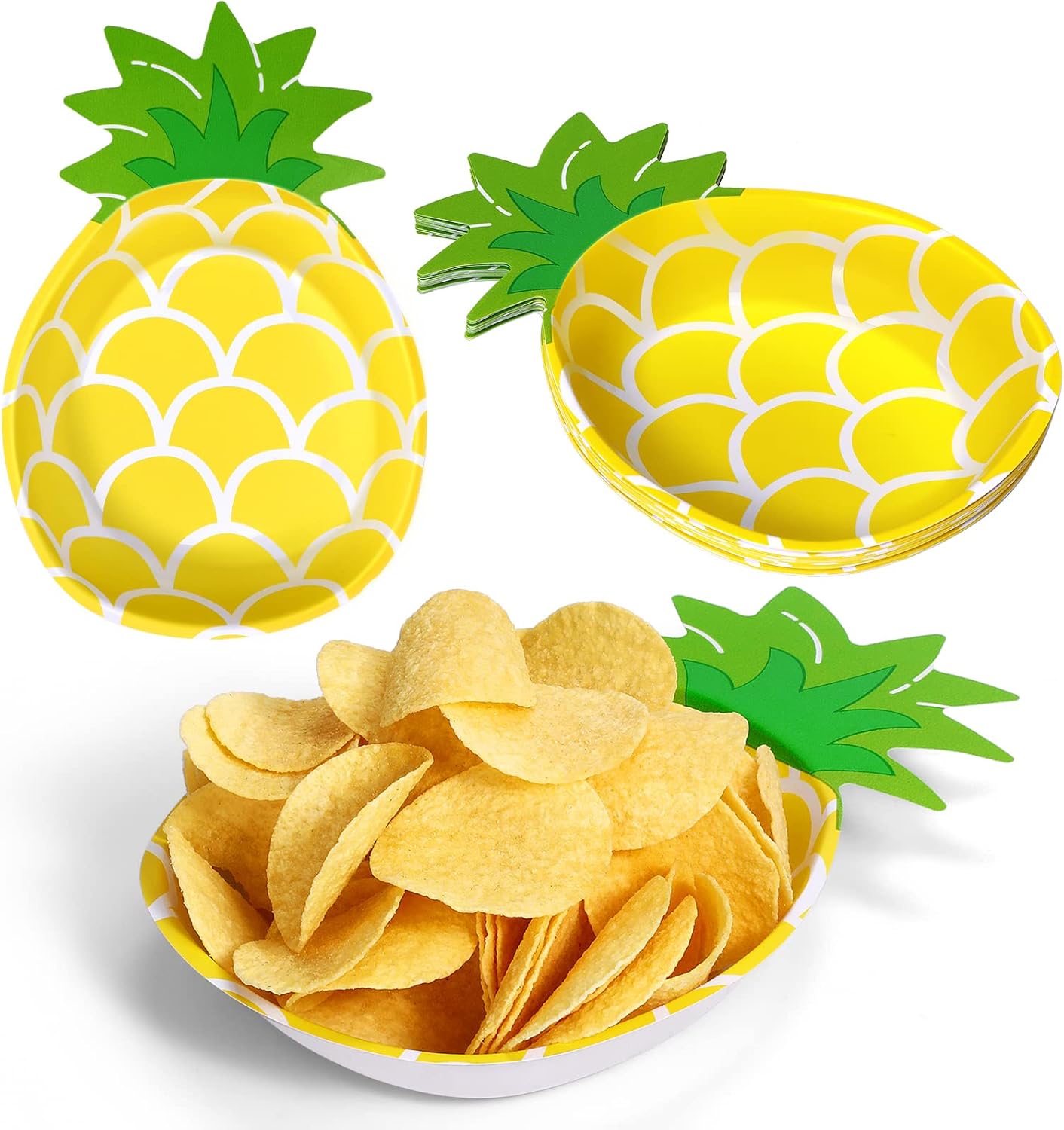 Amazon.com: 24 Pcs Yellow Pineapple Plates Hawaiian Tropical Luau Party ...