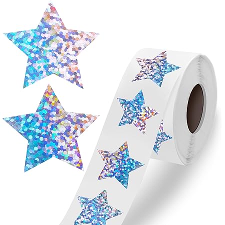 Amazon.com: TIESOME 500 PCS Holographic Glitter Star Stickers for Kids ...
