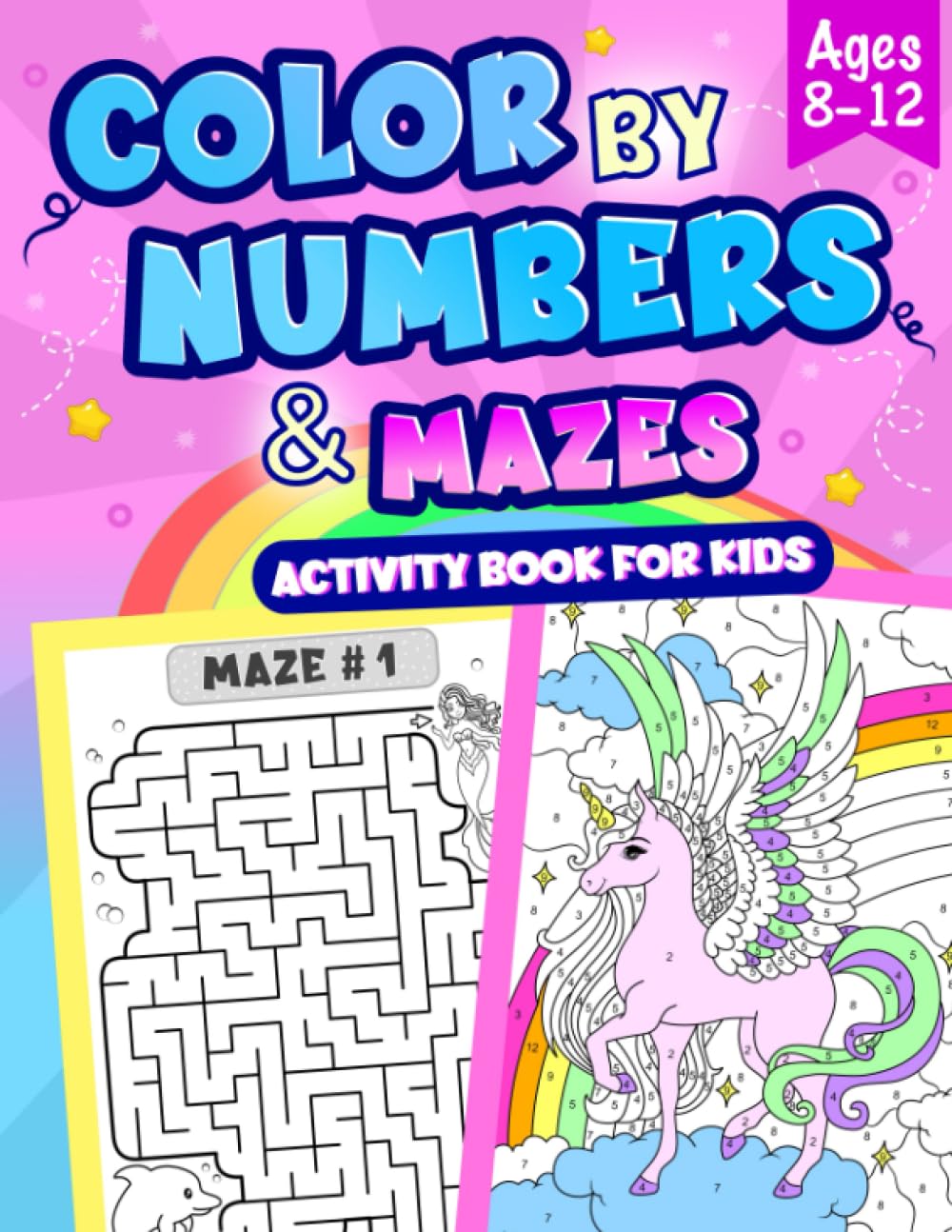 Buy Color by Number and Mazes - Activity book for Kids: Coloring and ...