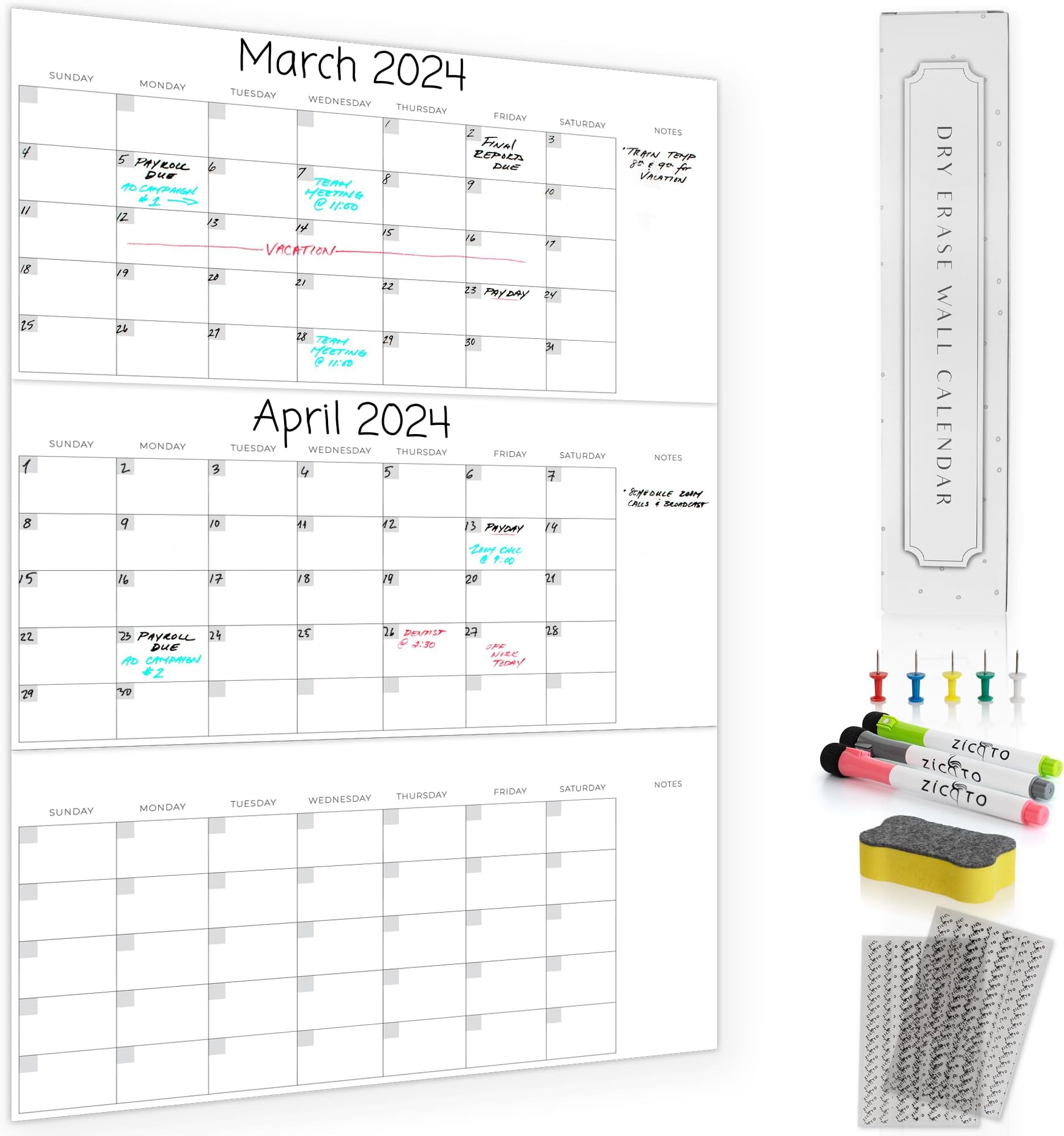 Amazon.com: Lushleaf Designs 2024 Large Dry Erase Wall Calendar - 25" x ...