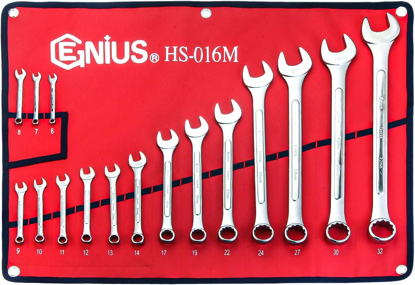 Genius Tools 16 Piece Metric Combination Wrench (Matt Finish) HS-016M ...