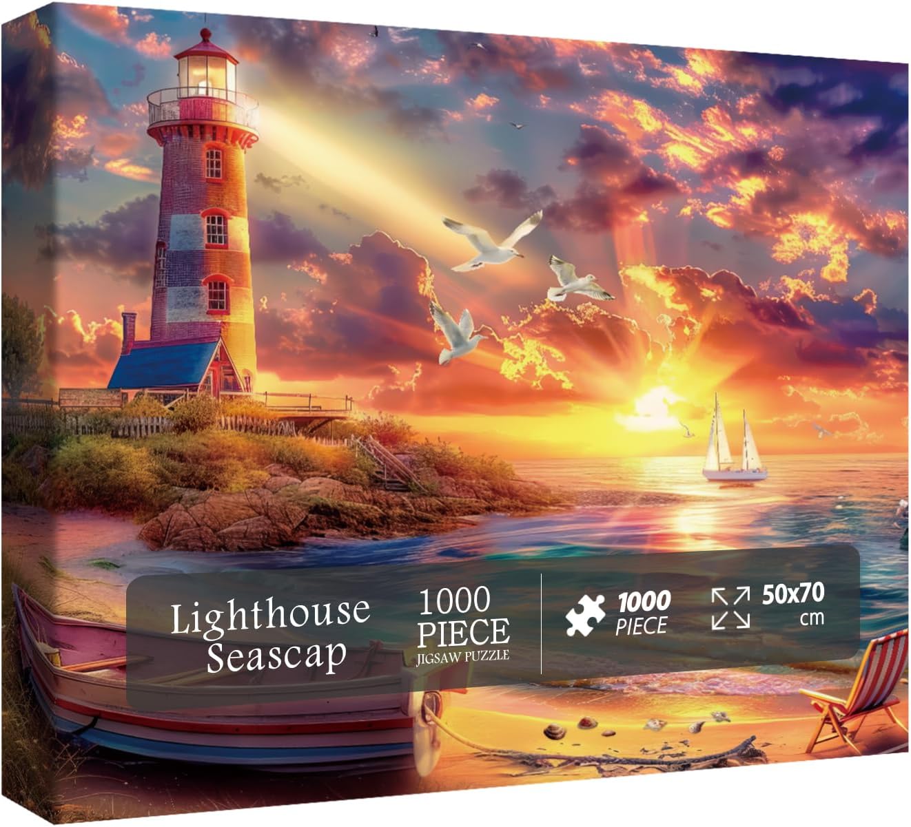 Amazon.com: Beach Ocean Lighthouse Puzzle for Adults 1000 Pieces Nature ...