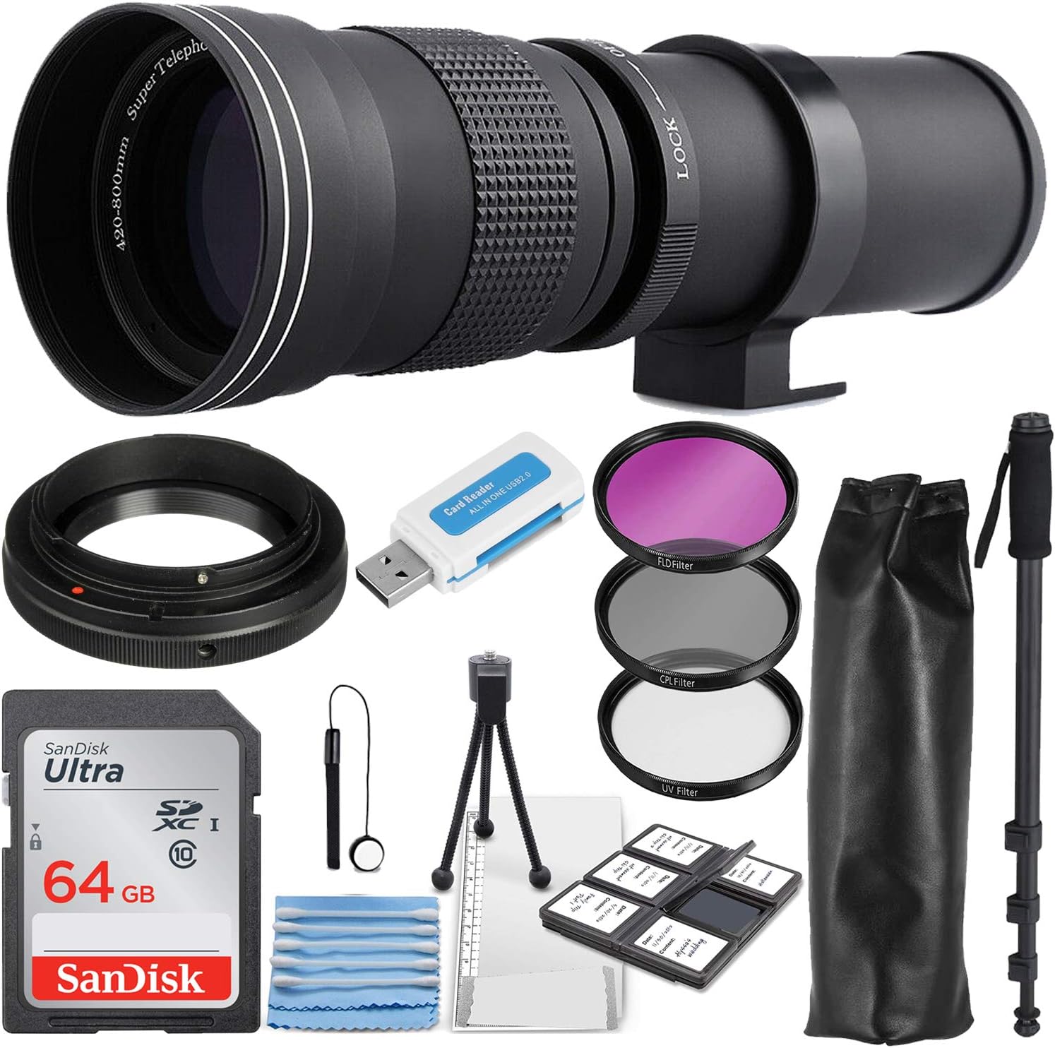 Amazon.com : Commander Optics Super 420-800mm f/8 Manual Telephoto Zoom ...