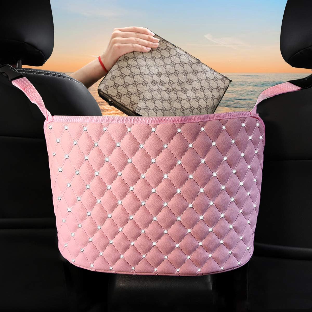Amazon.com: Car Net Pocket Handbag Storage Organizer Between Seats ...