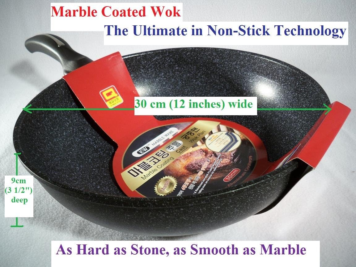 Amazon.com: Joycook Durastone Marble Coated Cast Aluminum Nonstick Wok ...