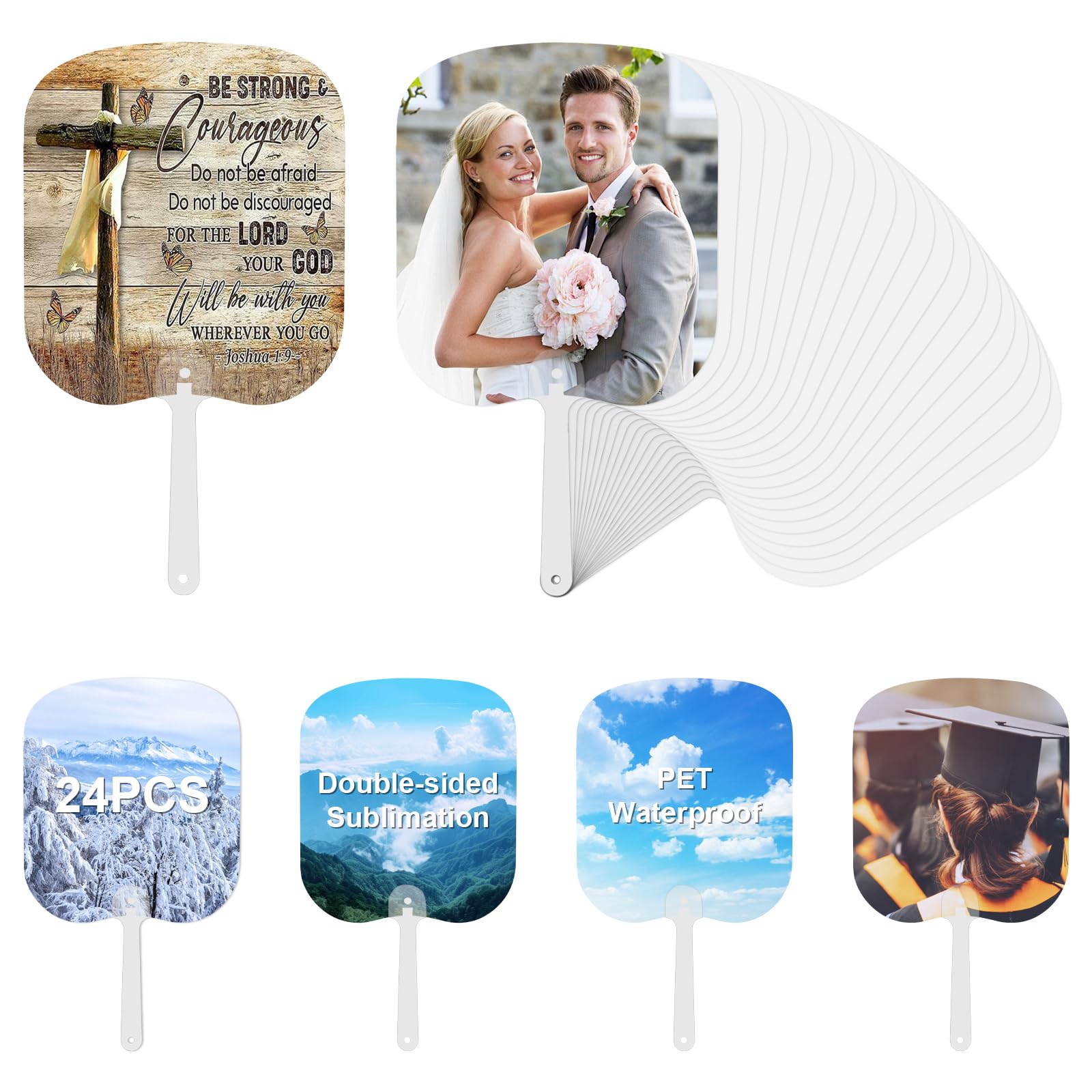 Amazon.com: 24 Pcs Sublimation Fans Blank, Church Fans Handheld Set ...