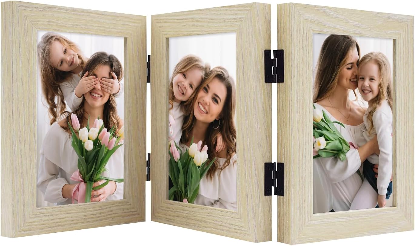 Amazon.com - Frametory, 4x6 Trifold Picture Frame Hinged Photo Frames ...