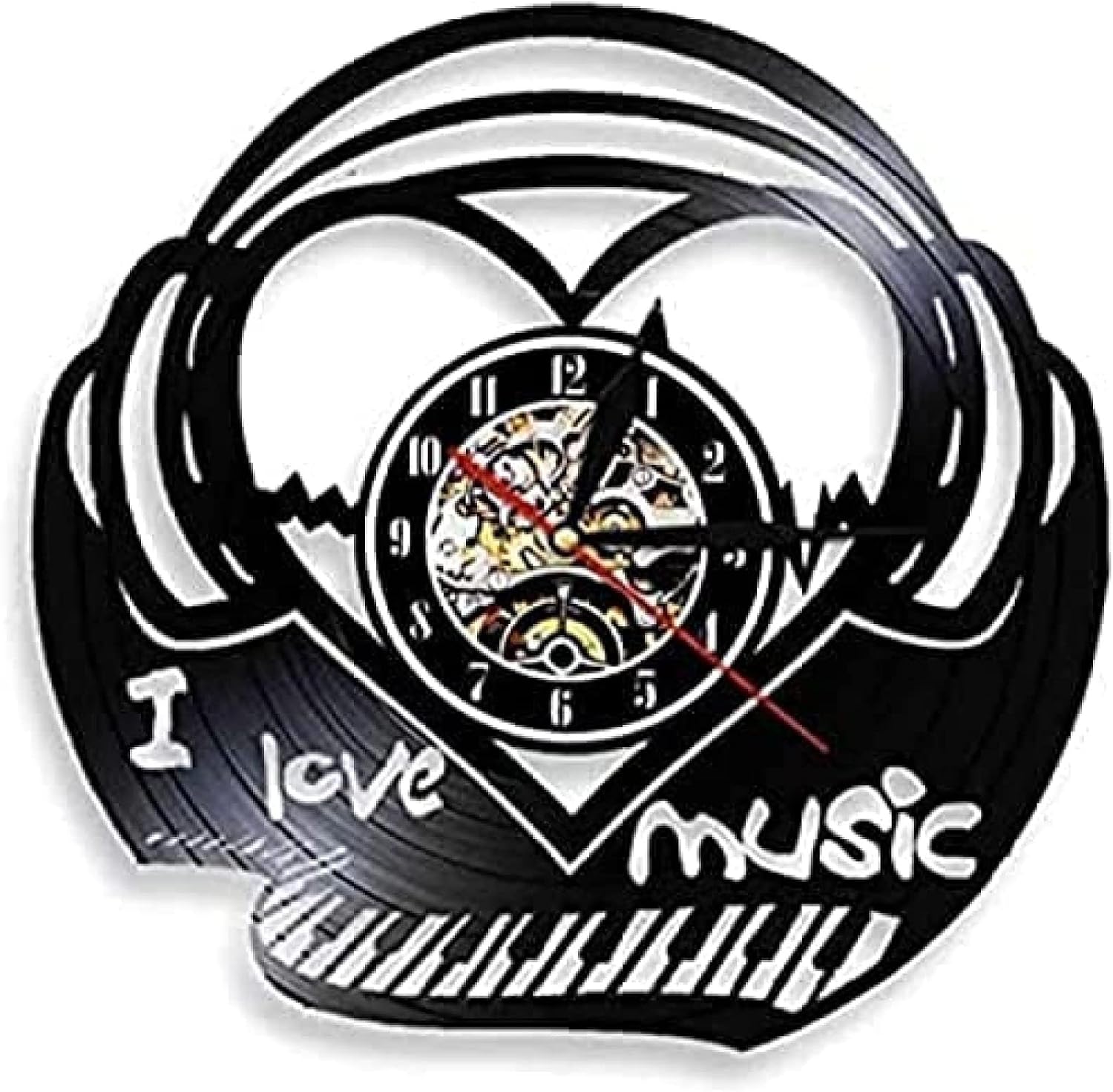 Amazon.com: Wall Clock I Love Music Piano Keyboard Wall Clock Music ...