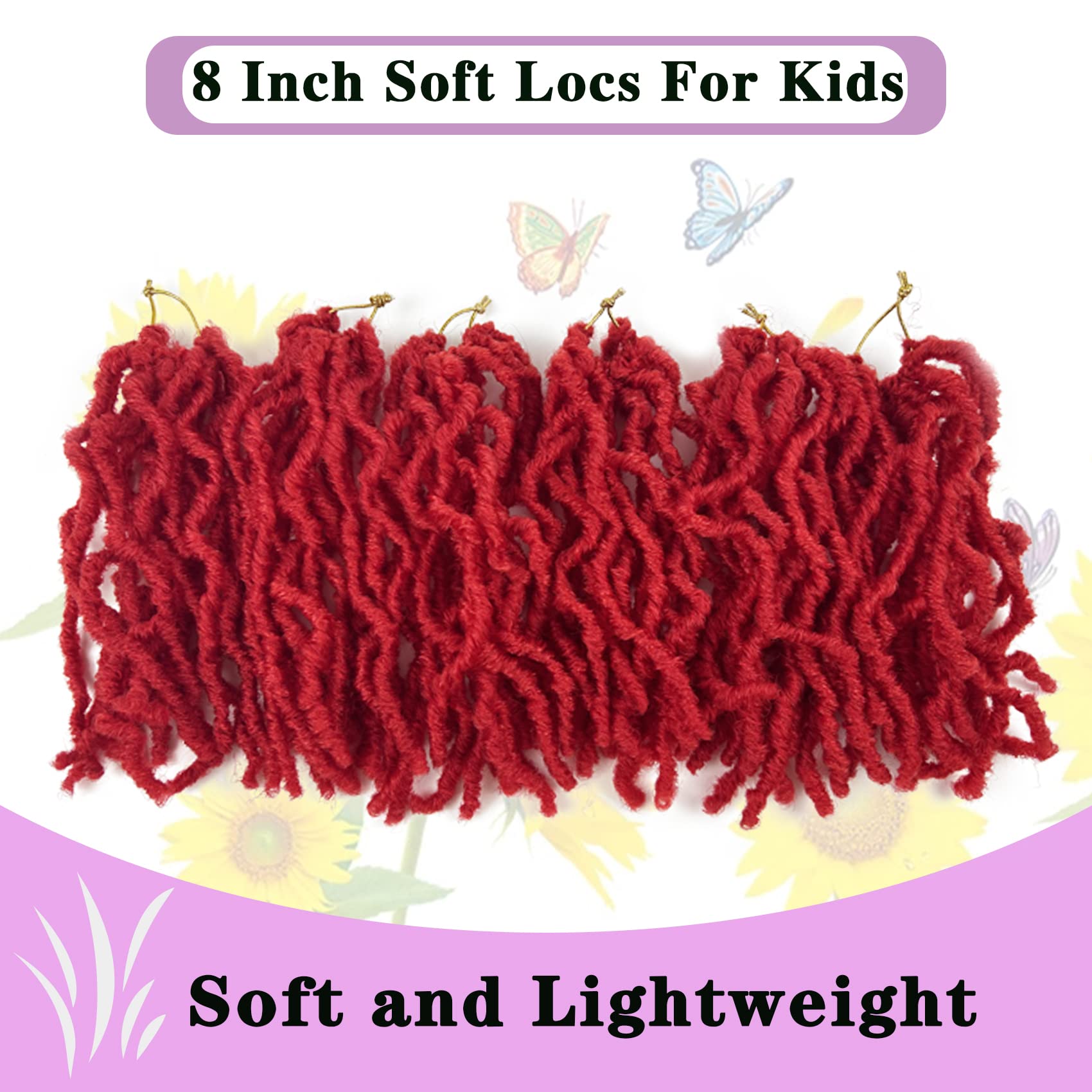 Snapklik.com : Red Faux Locs 8 Inch Soft Locs Crochet Hair For Kids ...