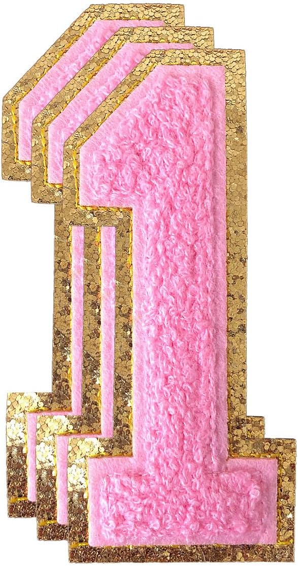 Amazon.com: TXSN 3PCS Pink Chenille Numbers Patch, Large Size 4-1/2 ...