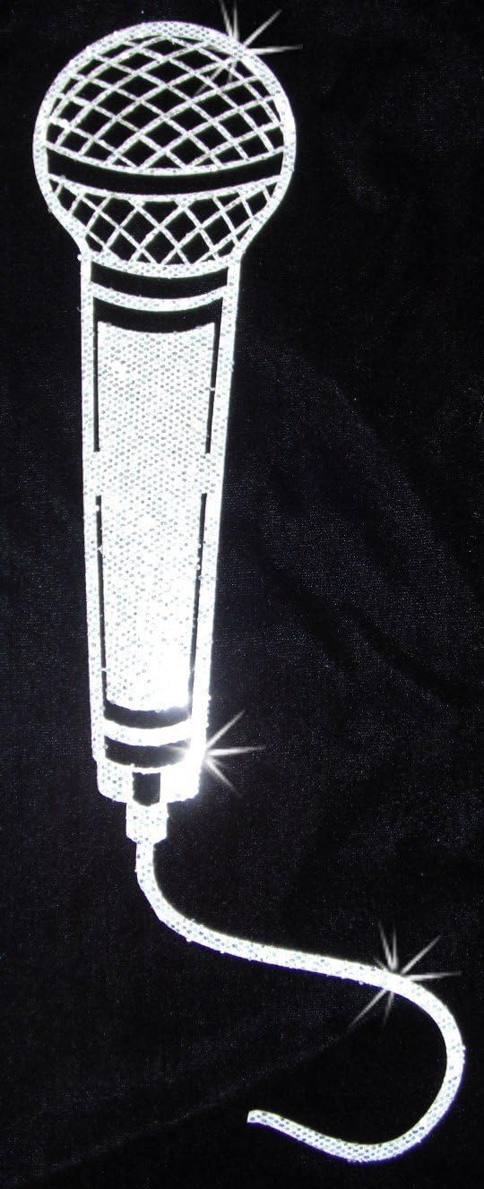 Amazon.com: Fabric Sequin Glitter Large New Microphone Iron-On Fabric ...