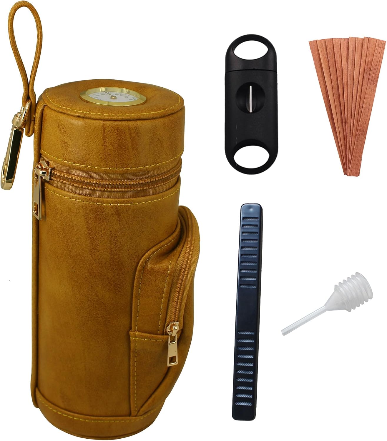 Amazon.com: DECKEEP Yellow Brown Cylindrical Cigar Jar, Portable Cigar ...