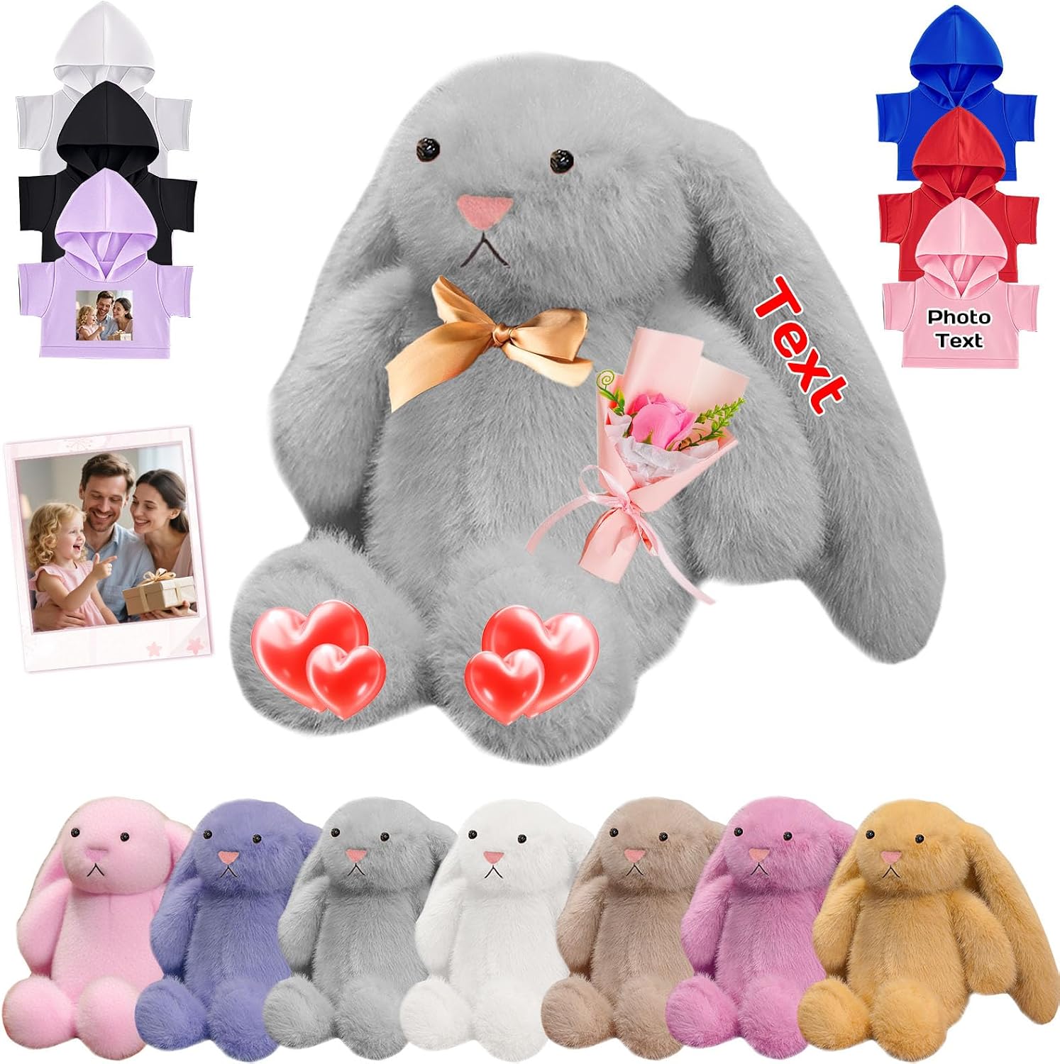 Amazon.com: Personalized Stuffed Bunny Plush Toys, Custom Rabbit ...