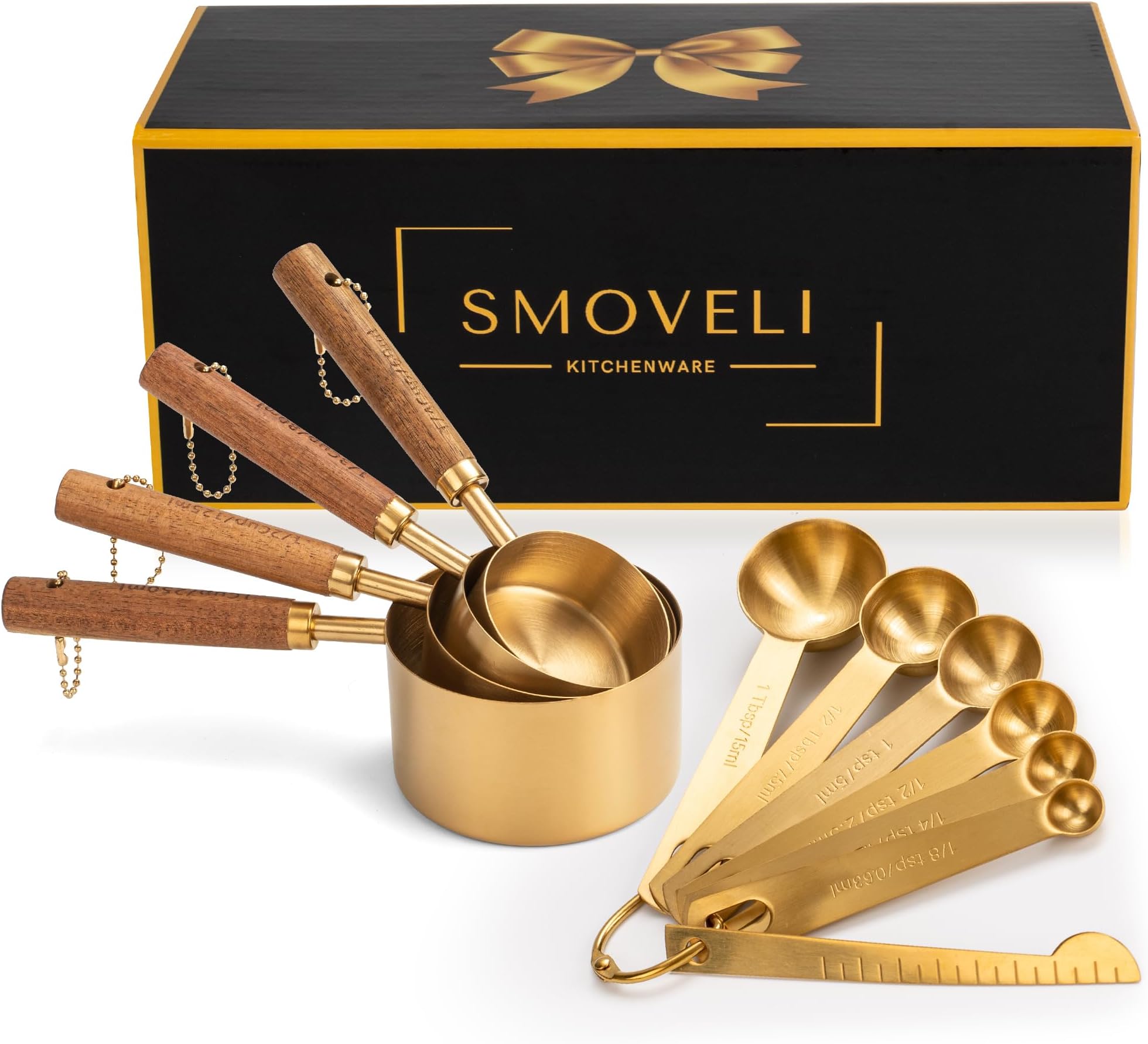 Amazon.com: SMOVELI kitchenware- Gold Measuring Cups and Spoons Set ...