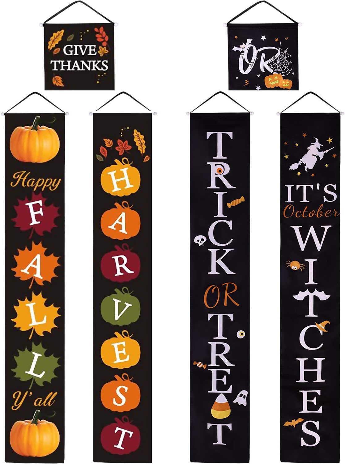 Amazon.com: 3 Pieces Thanksgiving Reversible Banner Happy Fall Harvest ...
