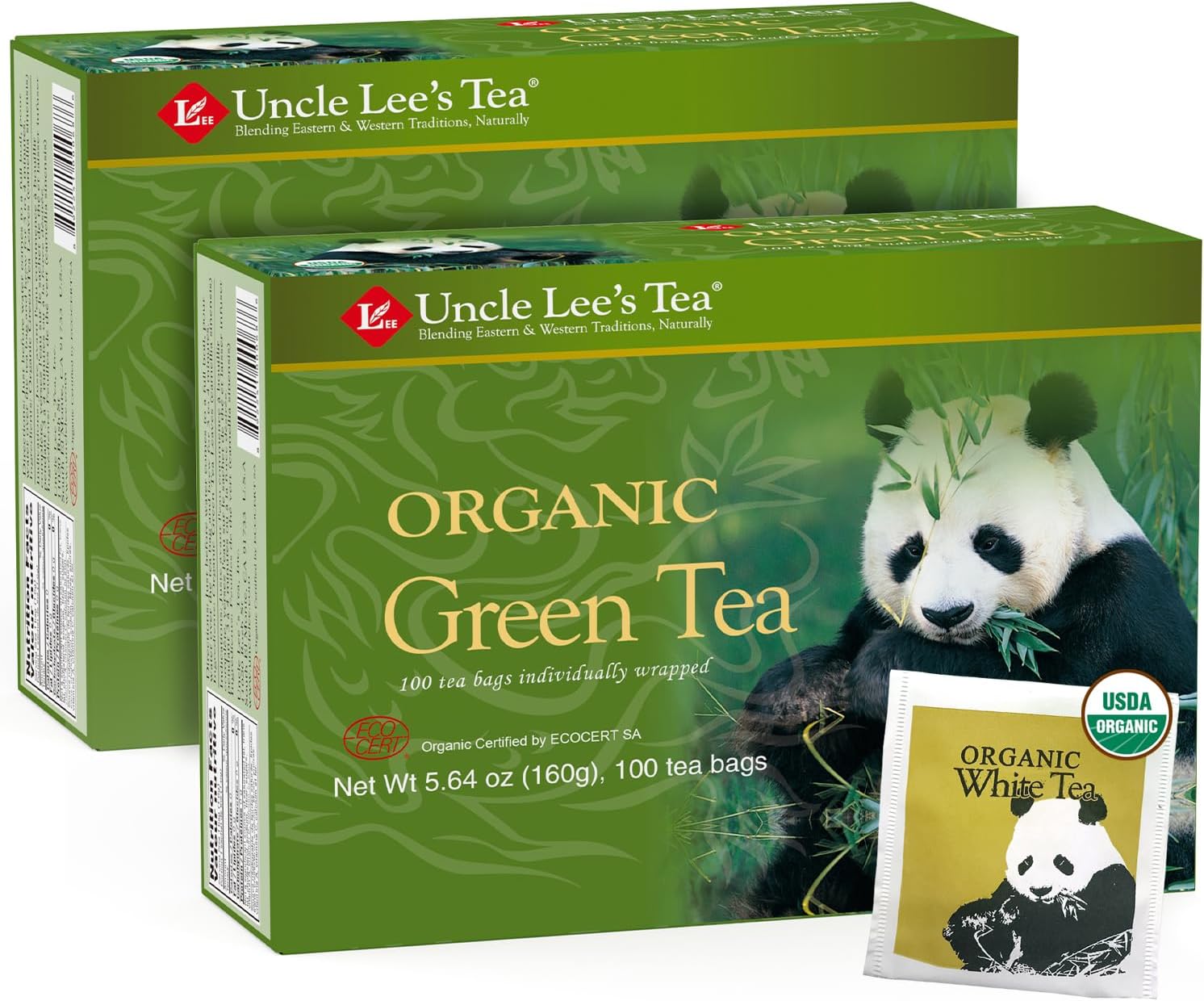 Amazon.com : Uncle Lee's Organic Green Tea 100 Tea Bags 2-Pack with ...