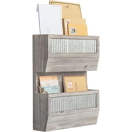 Amazon.com: MyGift Rustic Burnt Wood Wall Mounted Mail, File & Magazine ...