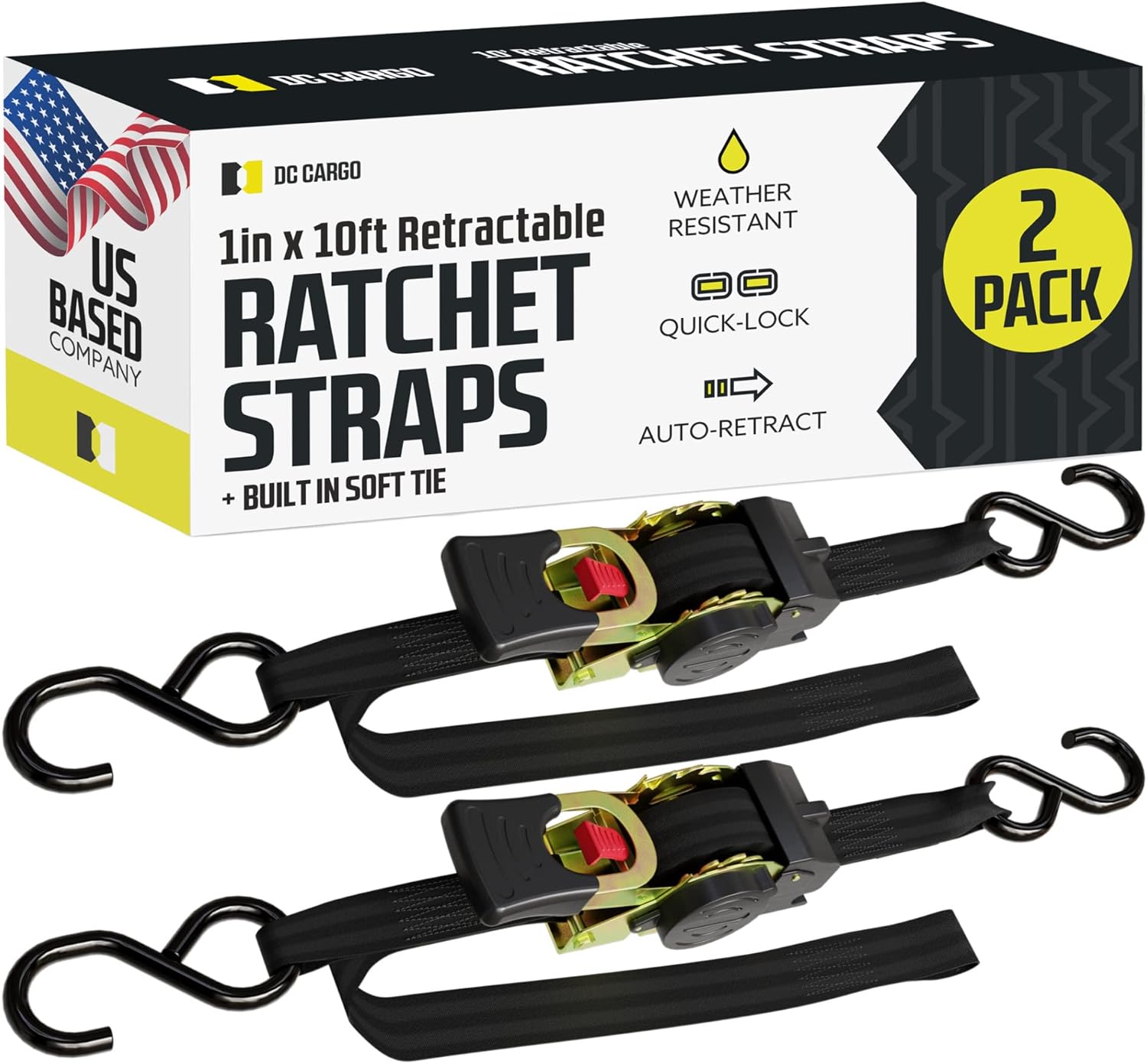 DC Cargo Auto Retract Ratchet Straps w soft tie- 2 India | Ubuy