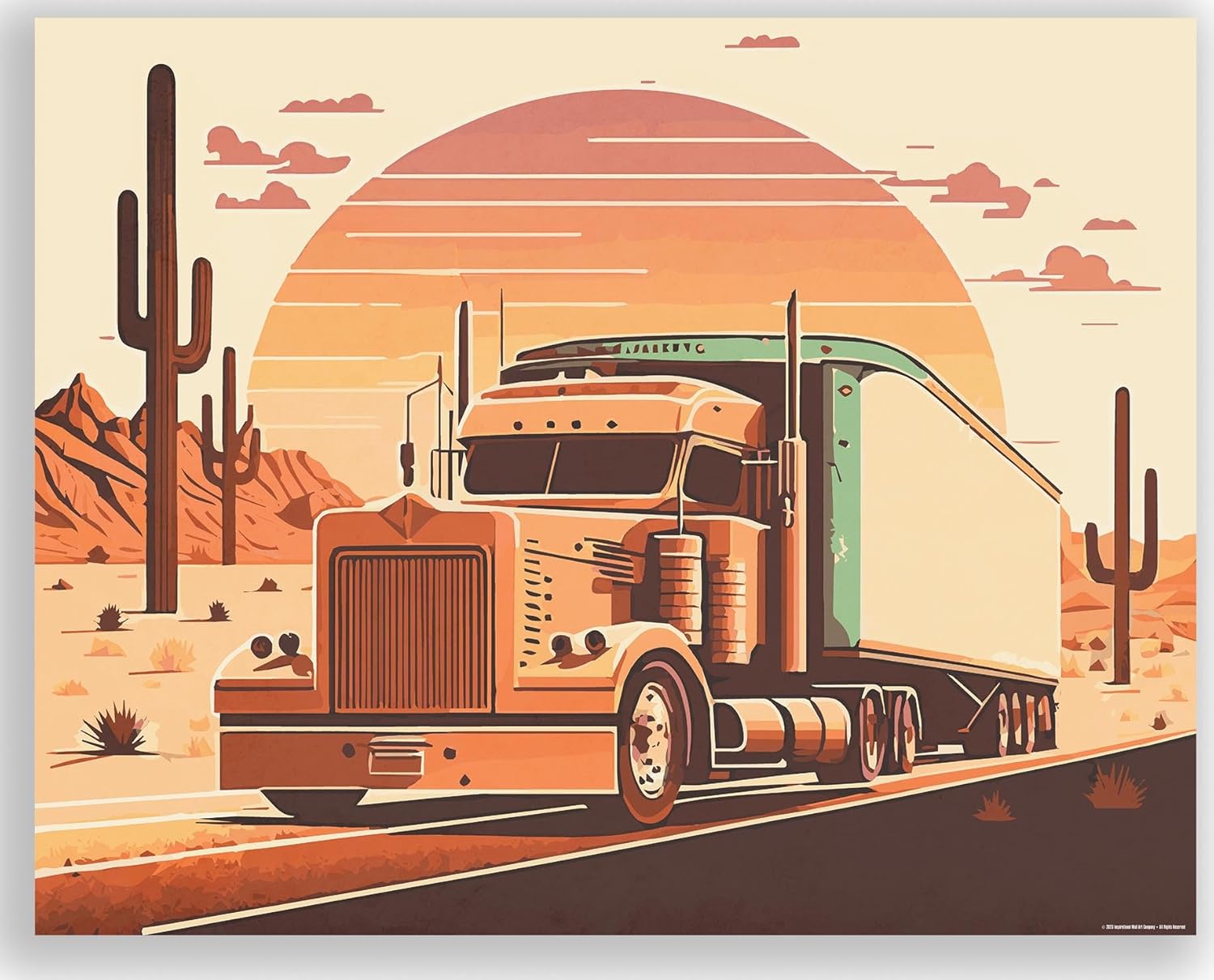Amazon.com: Inspirational Wall Art Co. - Cactus | Vintage Semi Truck ...