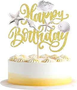 Amazon.com: Rsstarxi 1 Pack Seashell Happy Birthday Cake Topper ...