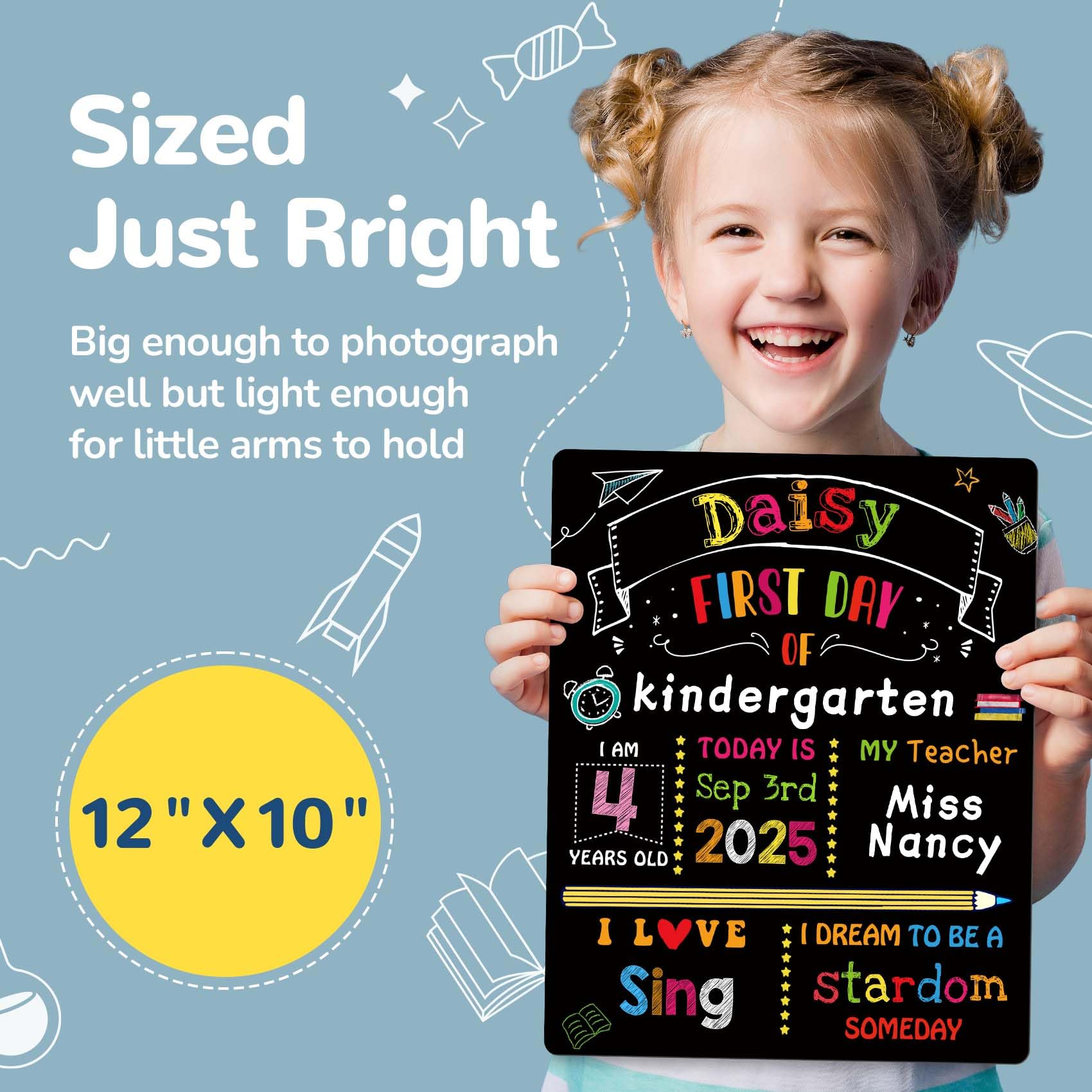 Snapklik.com : First Day Of School Sign, 12" X 10" Double Sided First ...