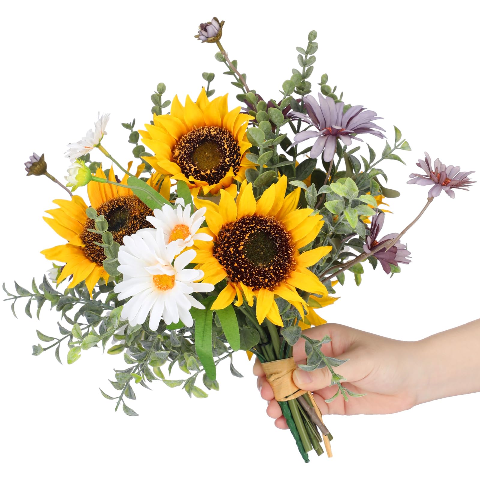 Geosar 2 Bundle Artificial Sunflowers Bouquet Fall Fake Flower Bouquet ...