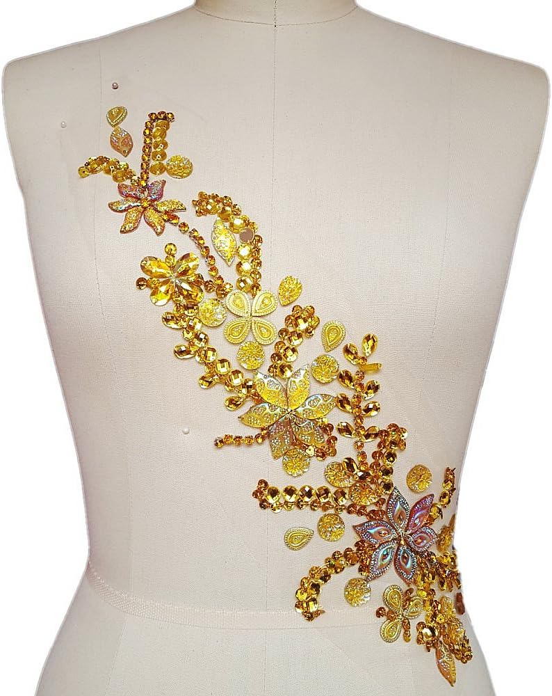 Amazon.com: Pure Handmade 10x42cm Bright Crystal Patches Sew-on ...