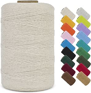 LEREATI Macrame Cord 1mm x 426 Yard Natural Cotton String Twine Macrame ...