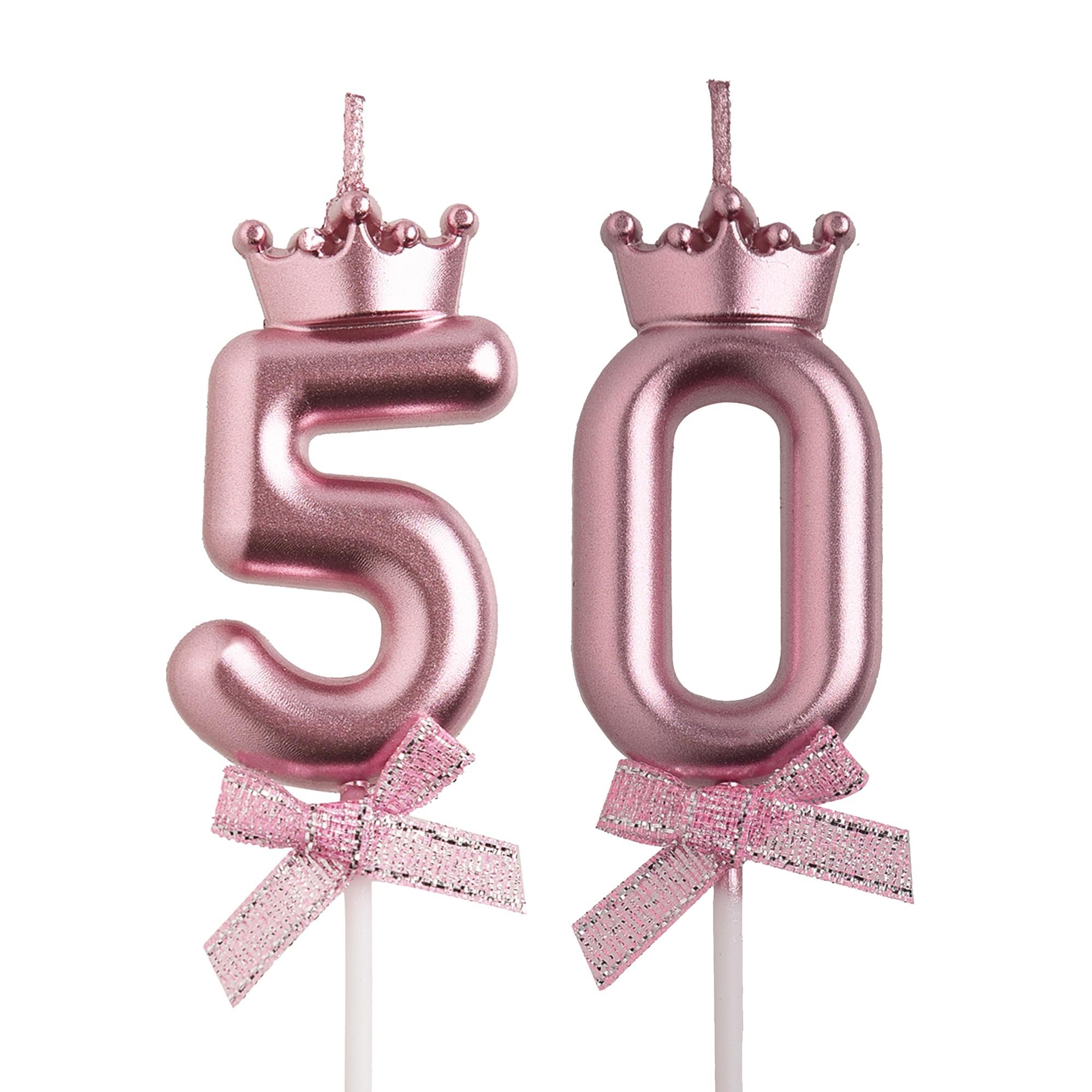 Amazon.com: AOOLADA 50th Birthday Candles, Rose Gold 50 Year Old Number ...