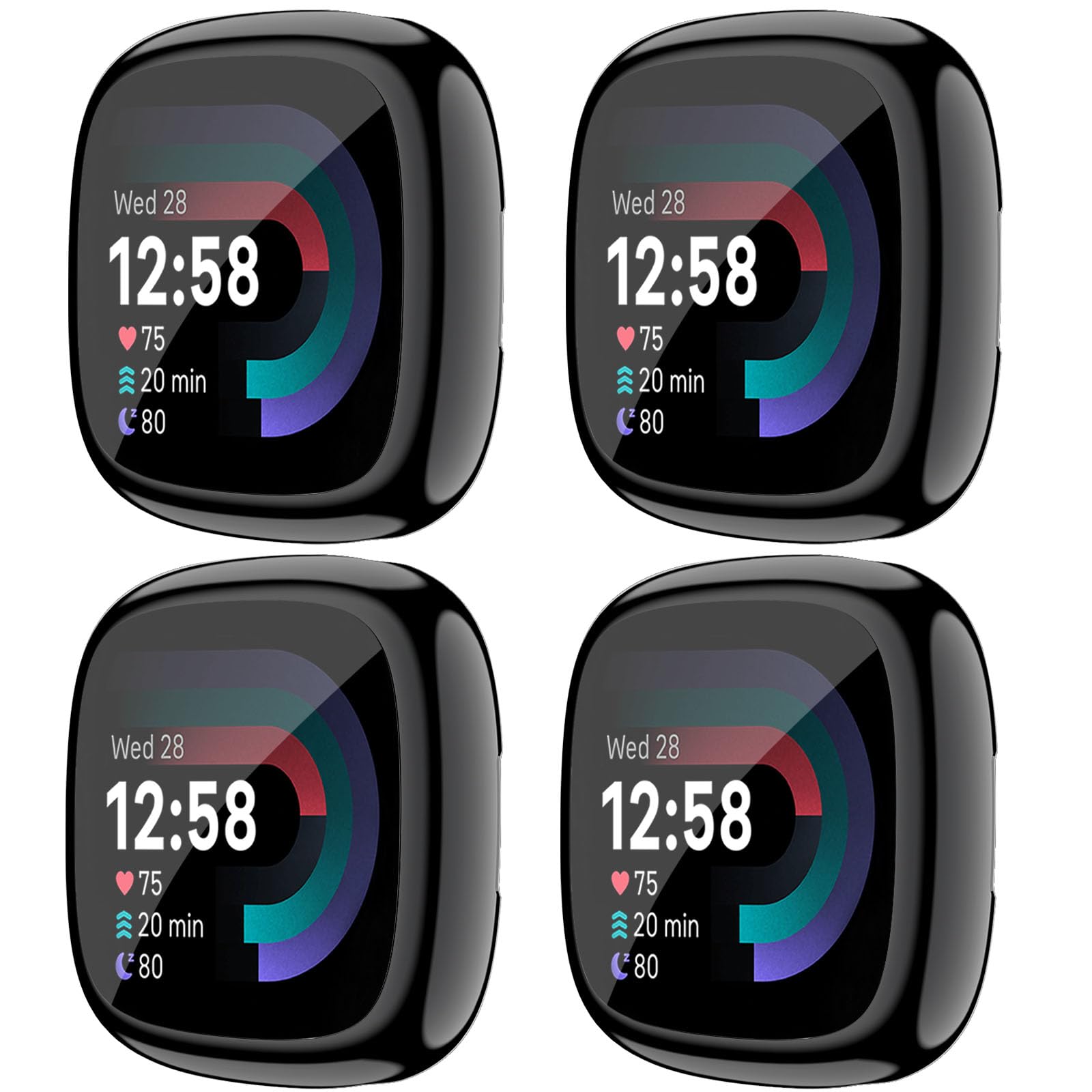 Vancle 4 Pack Case for Fitbit Sense 2 /Versa 4 Screen Protector, TPU ...