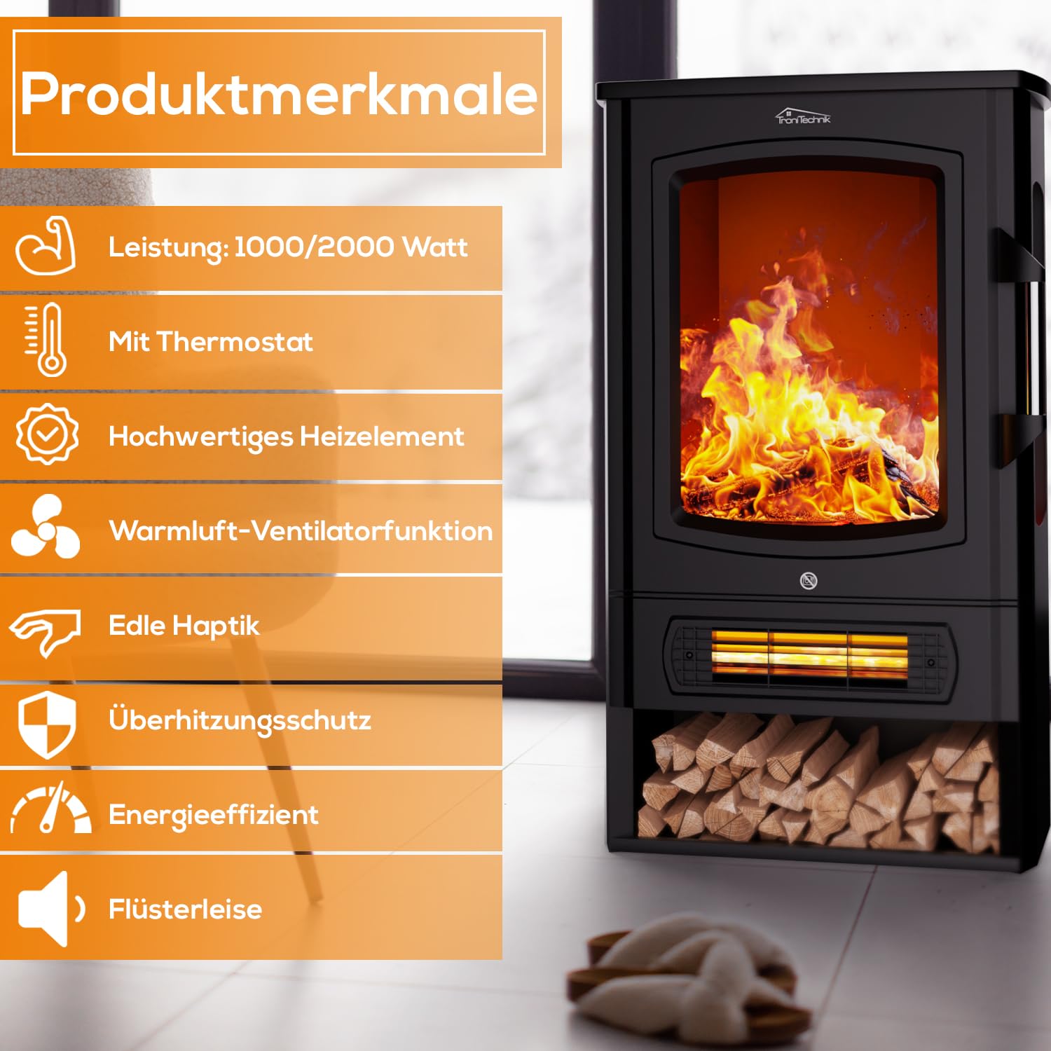 Tron Fireplace Torridon TRR20CH Optiflame 3D Electric Inset Fire
