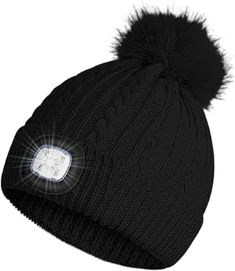 Amazon.com: LED Beanie Hat with Light for Kids, Headlamp Winter Beanie ...
