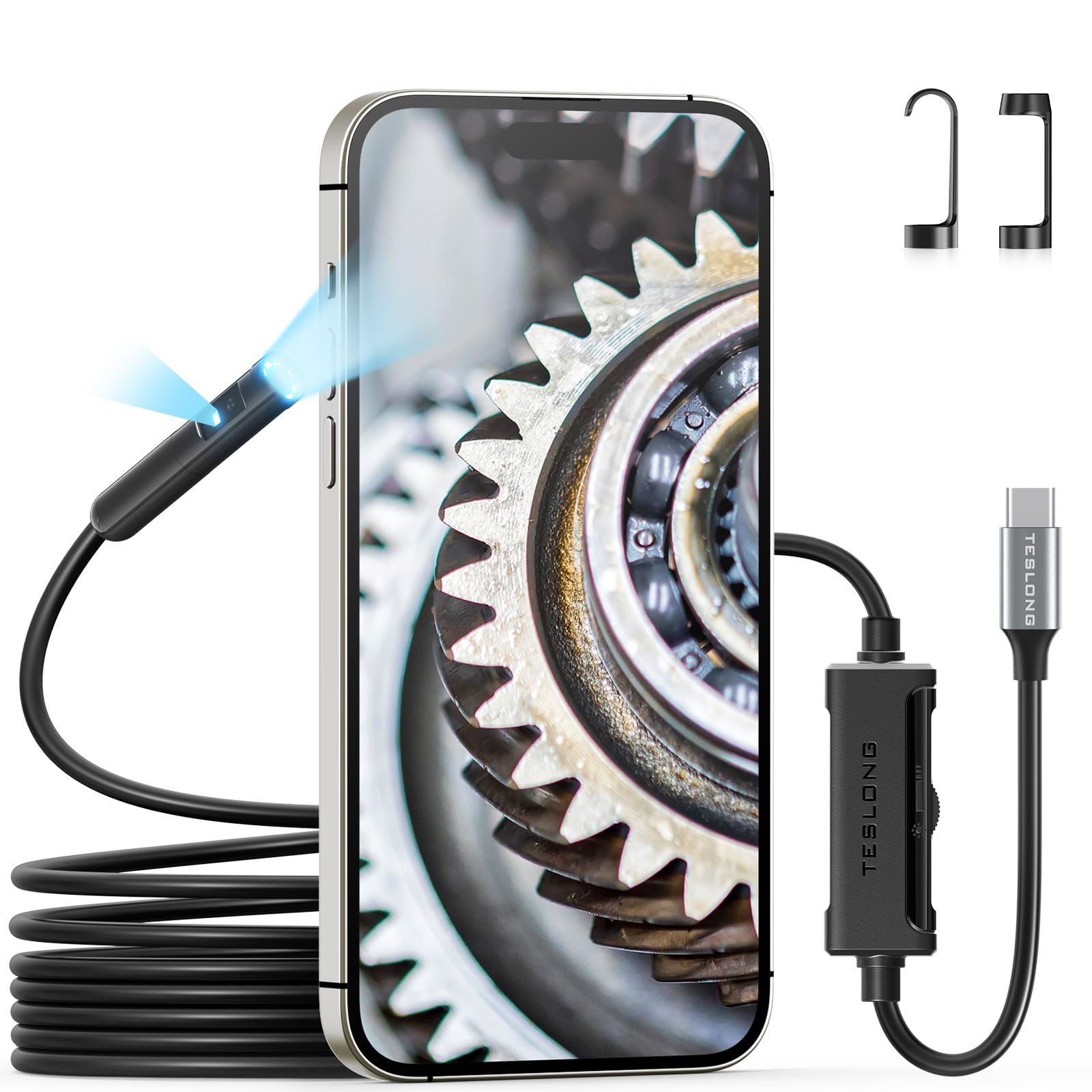 Amazon.com: Dual Lens Endoscope Camera with Light, Teslong USB-C ...