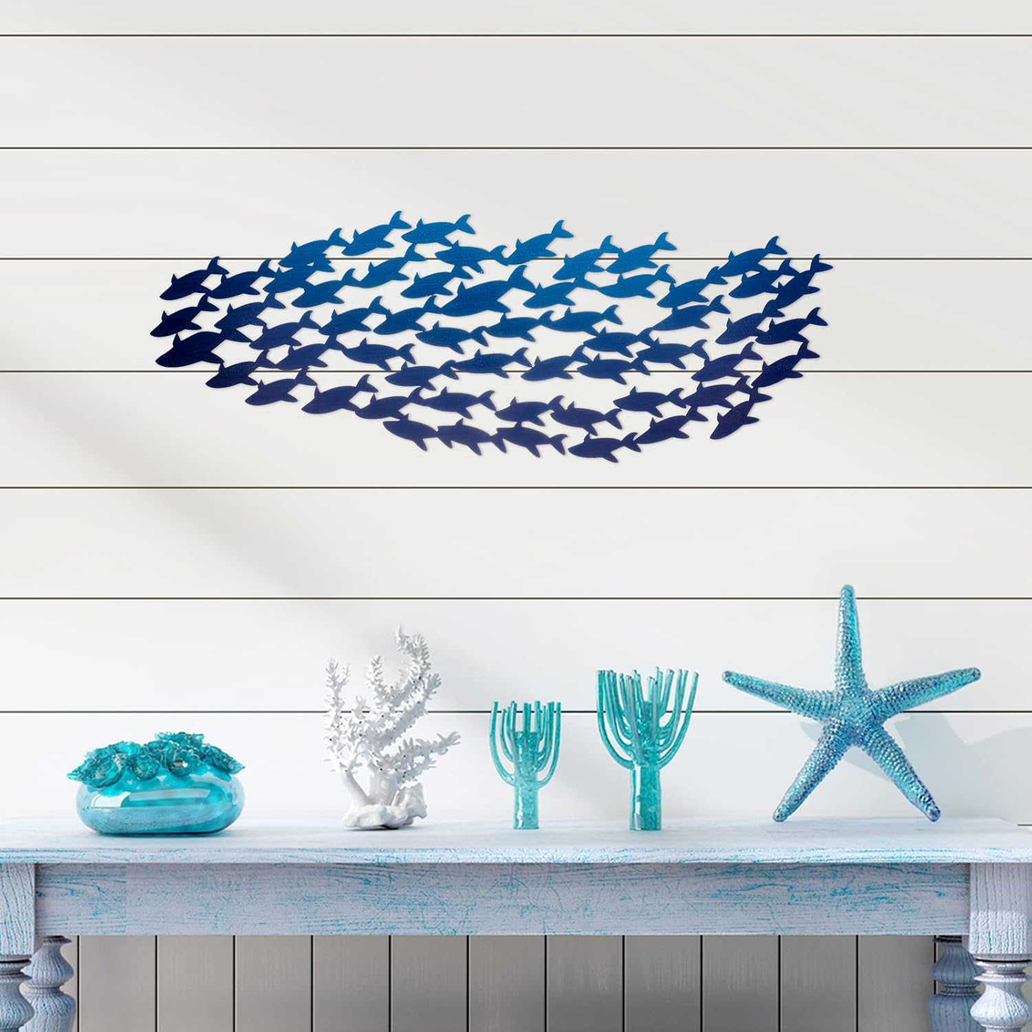 Amazon.com: Tatuo School of Fish Metal Fish Wall Art Decor Coastal ...