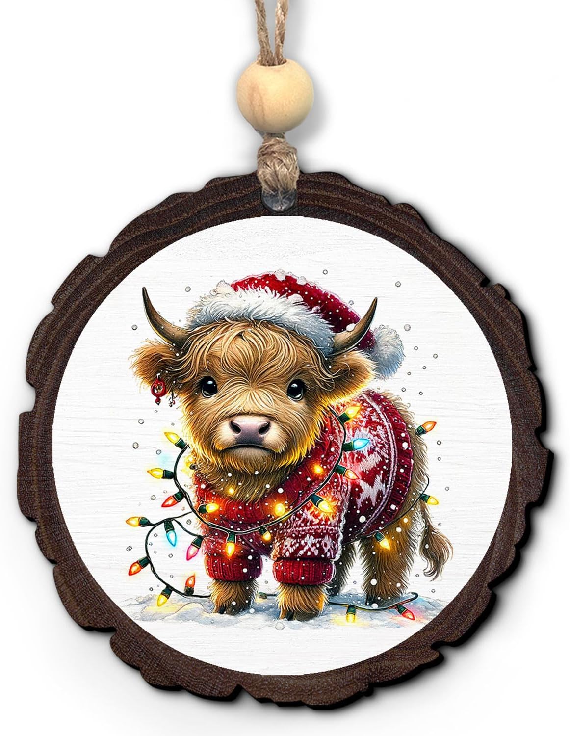 Amazon.com: IRTAGANNY Highland Cow Wooden Ornament, Highlander Cow ...