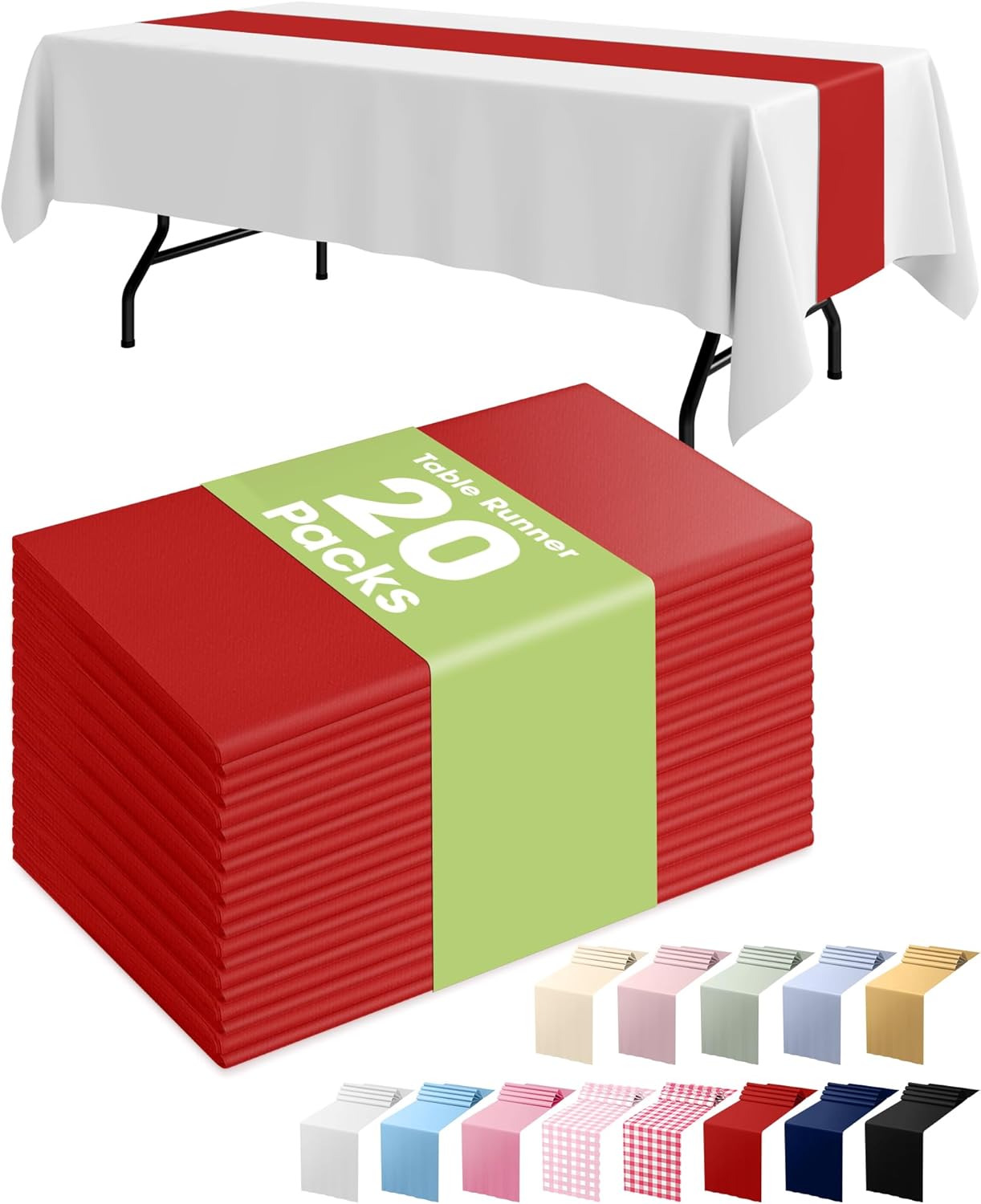 Amazon.com: Pureegg Red Plastic Table Runners - 20 Pack, 14'' x 108 ...