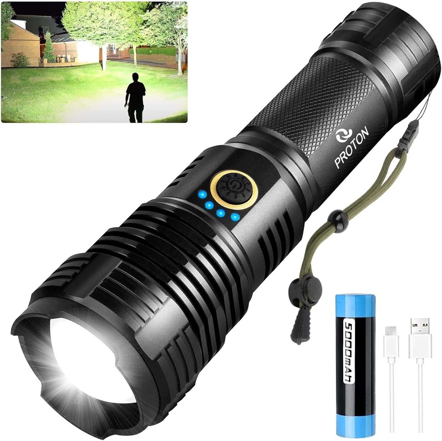 Proton Rechargeable Led Flashlights High Lumens, 90000 Lumens Super ...