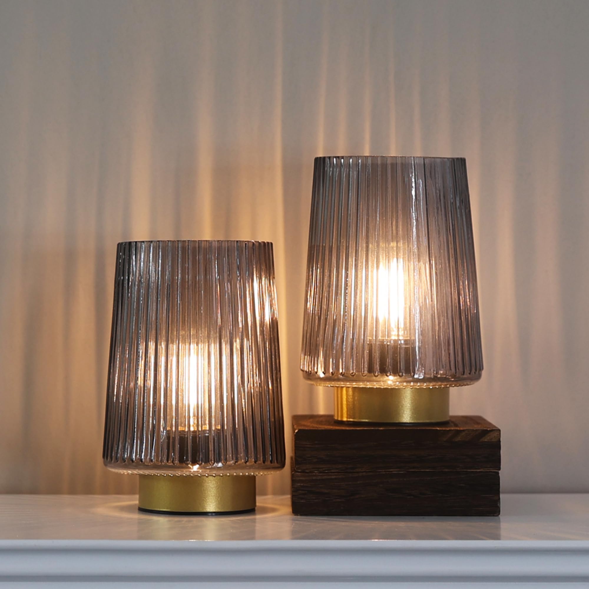 LUSHARBOR Battery Powered Lamp with Timer, Table Lamps Battery Operated ...