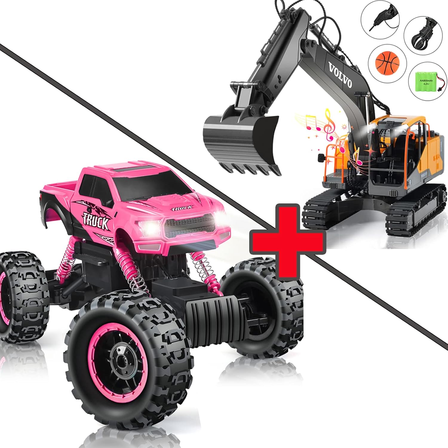 Amazon.com: DOUBLE E Volvo Remote Control Excavator + Remote Control ...