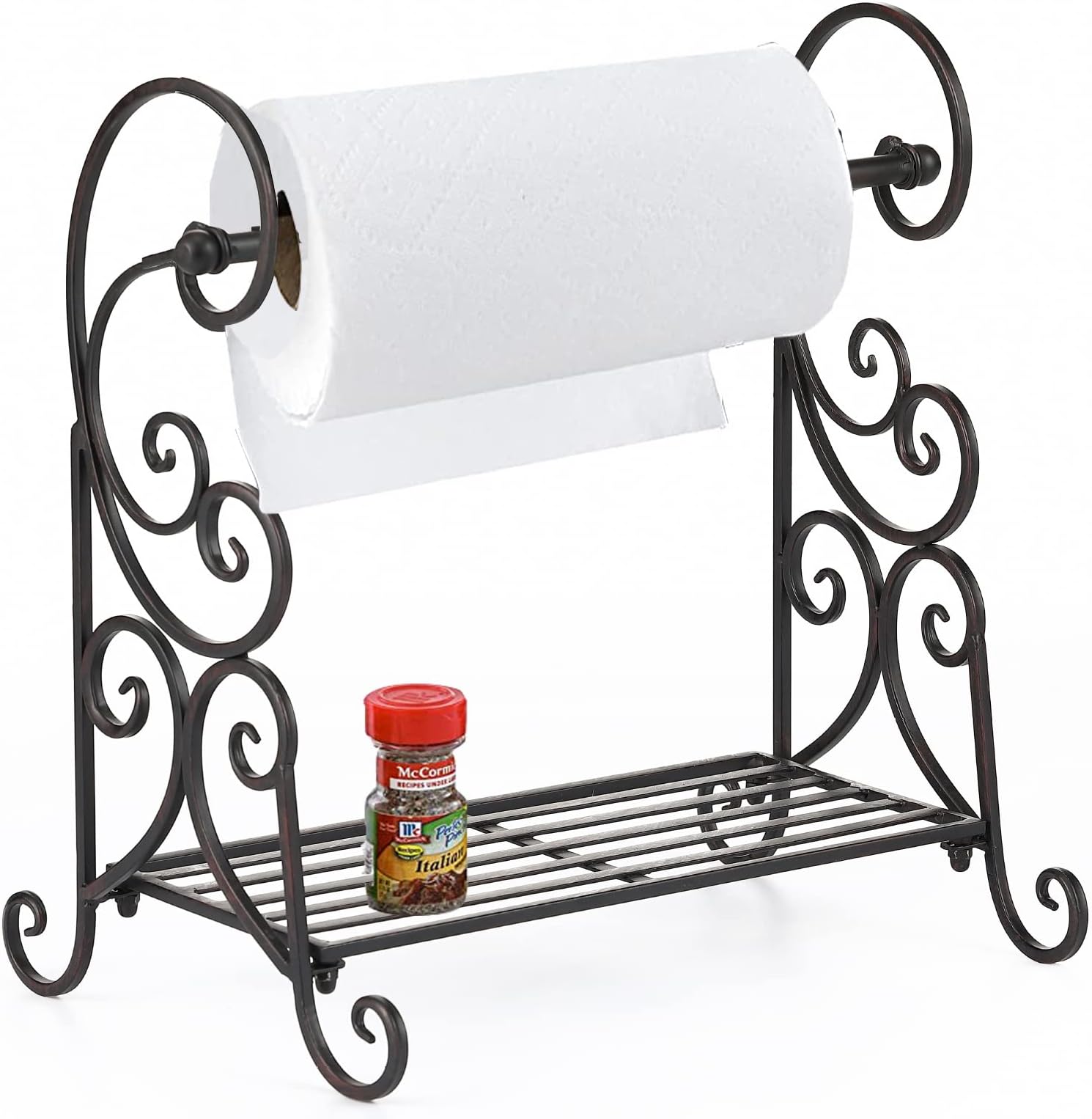 Amazon.com: MyGift Freestanding Black Metal Heart Scrollwork Kitchen ...