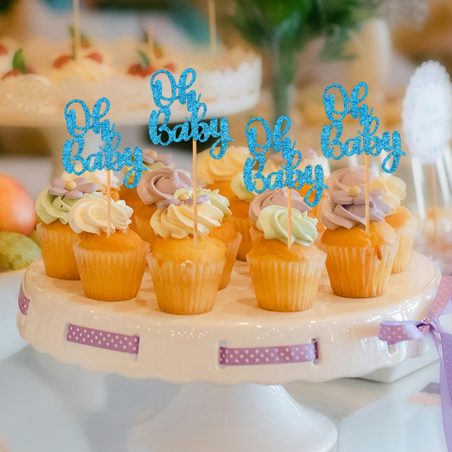 Its A Boy Cake Topper 24-Pack Baby Boy Cupcake Toppers - Glitter Baby ...